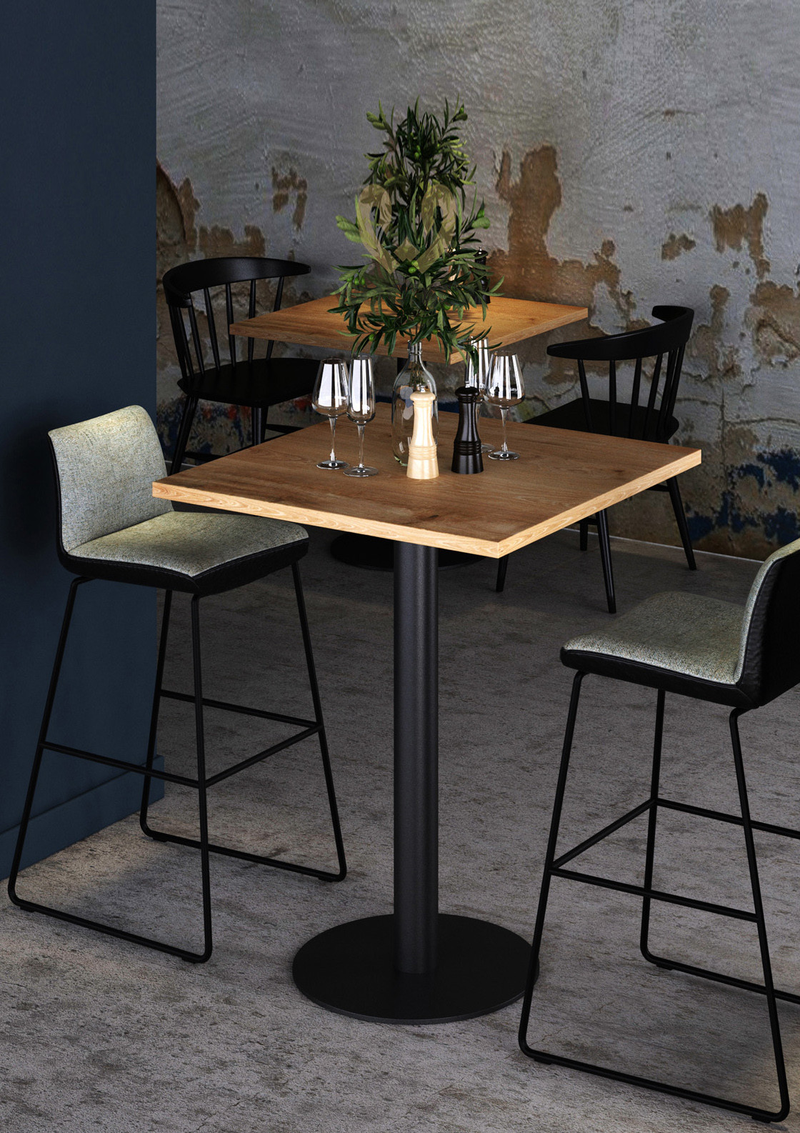 Hocher Bistrotisch aus Eiche (Couchtisch / Bartisch / Restaurant) - Woodica